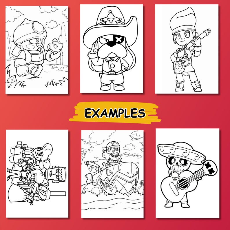 70 Pages Brawl Stars Coloring Book Coloring Pages for Kids Digital ...