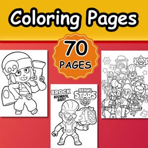 70 Pages Brawl Stars Coloring Book Coloring Pages for Kids Digital ...