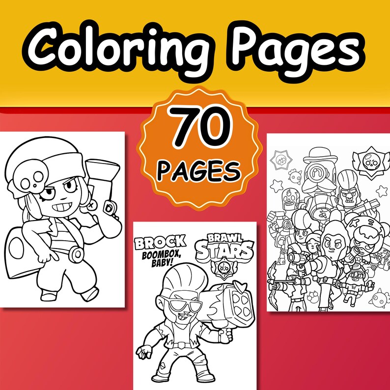 70 Pages Brawl Stars Coloring Book Coloring Pages for Kids Digital ...