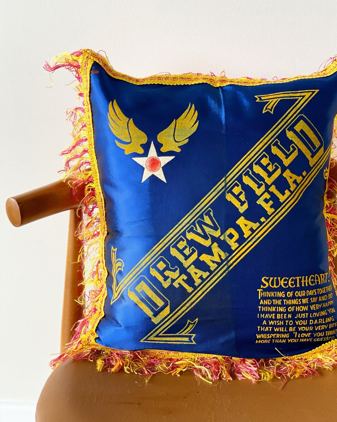 Vintage WWII Drew Field, U.S. Army Air Corps Pillow Cushion Case 1940s ...