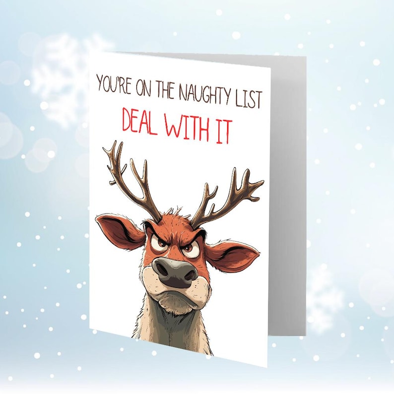 Printable Angry Reindeer Christmas Card - DIGITAL DOWNLOAD - PDF Card ...