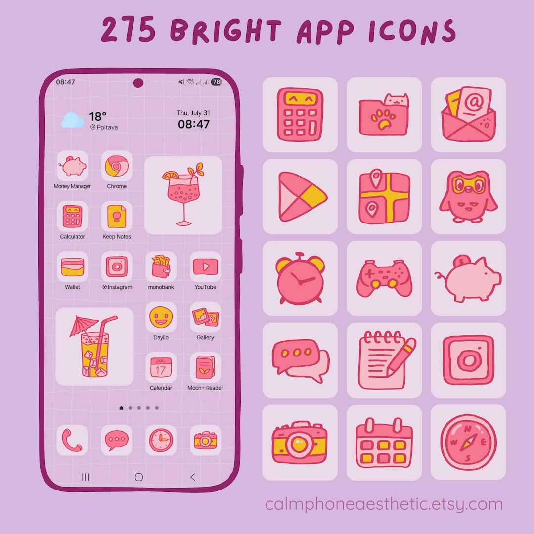 Pink App Icons Set: 275 Cute Aesthetic Icons (digital Download) - Etsy