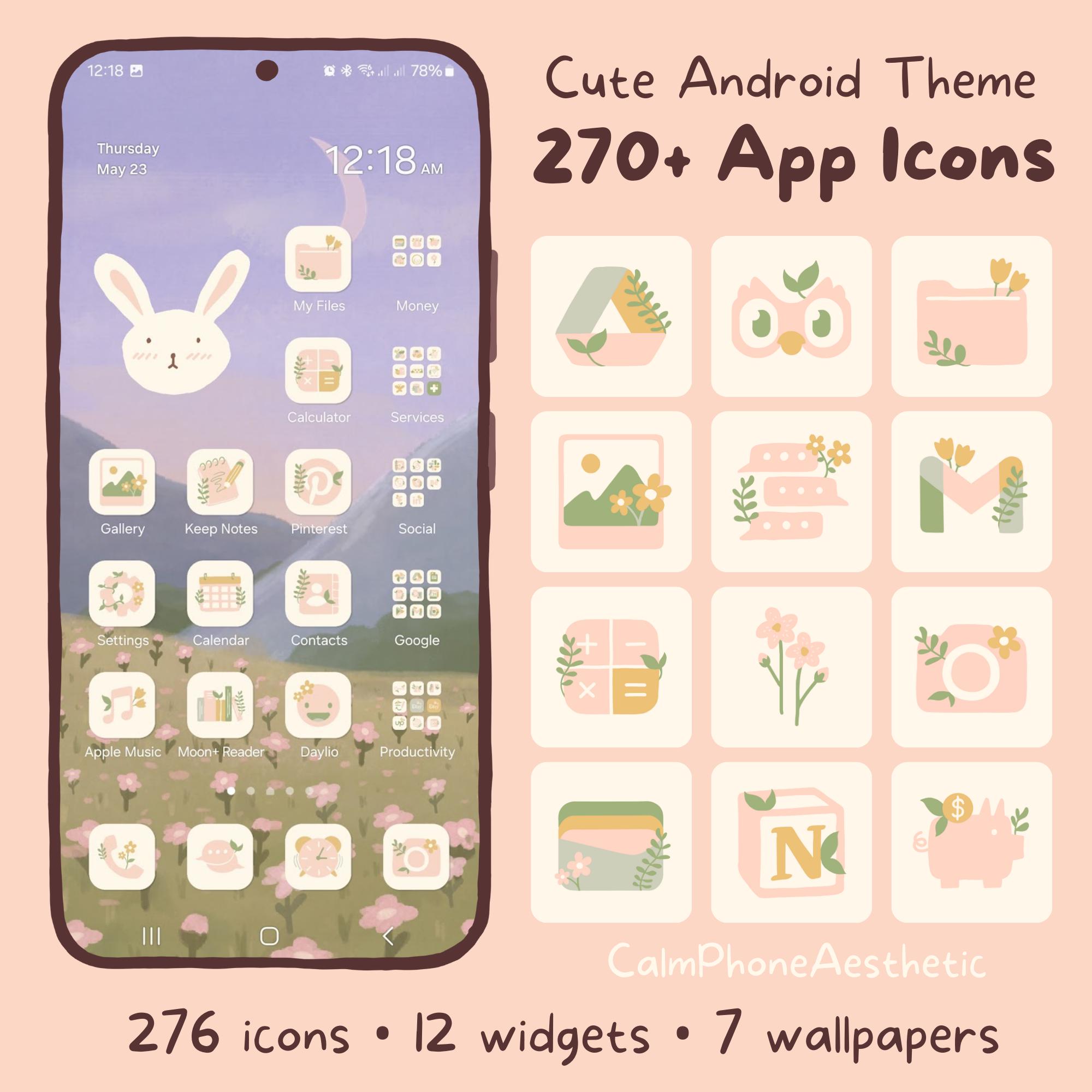 Android App Icons Phone Cute Theme Pastel Pink Icons Neutral Colors ...