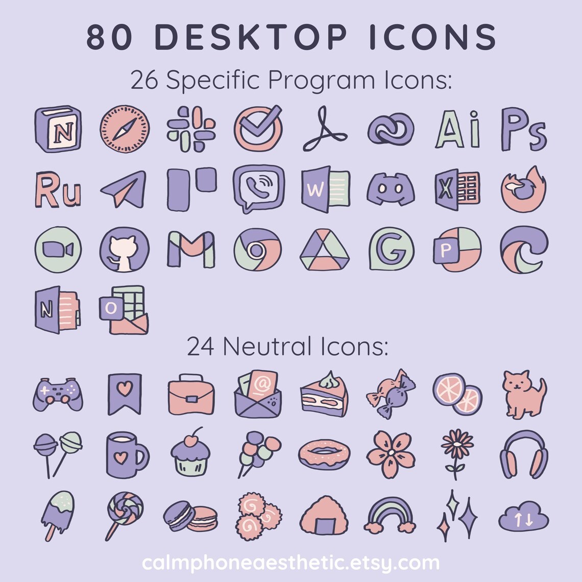 80 Desktop Icons, Wallpaper Organizer, Windows and Mac Folder Icons ...