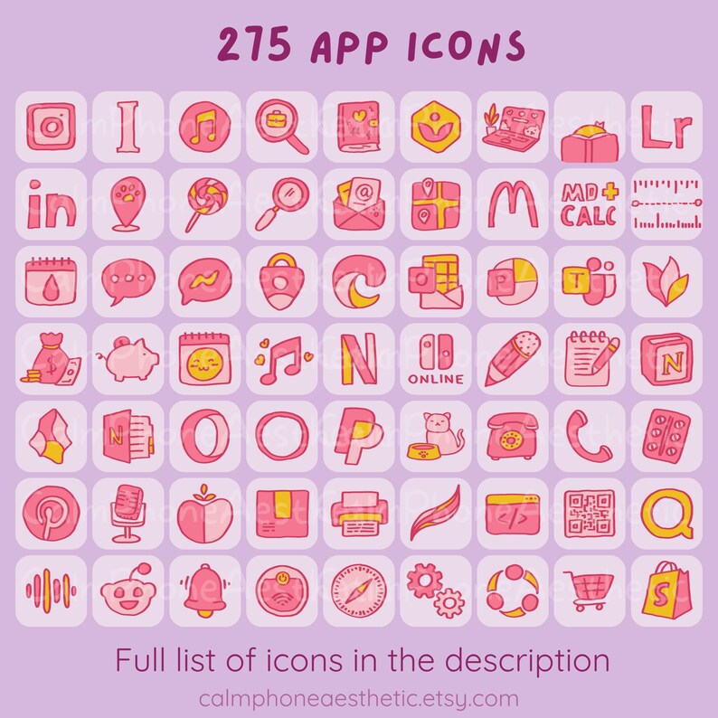 Pink App Icons Set: 275 Cute Aesthetic Icons (digital Download) - Etsy