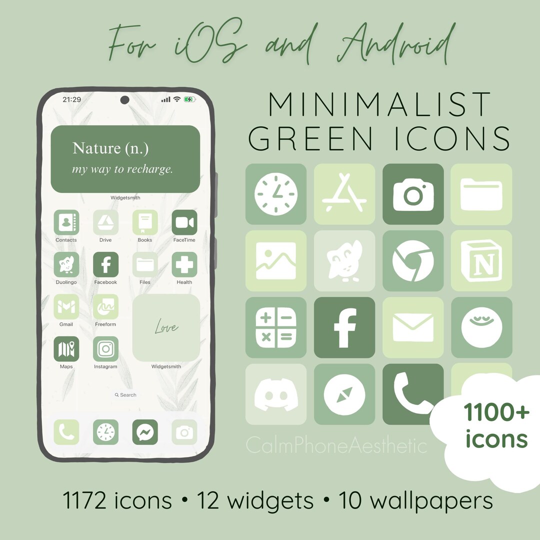 1100 Green App Icons, Ios Icons Minimalistic, Android App Icon Pack ...