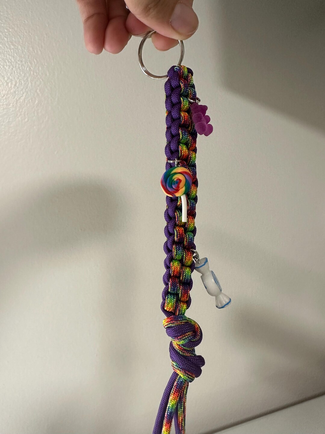 Rainbow Candy Braided Rope Bag Charm & Keychains - Etsy