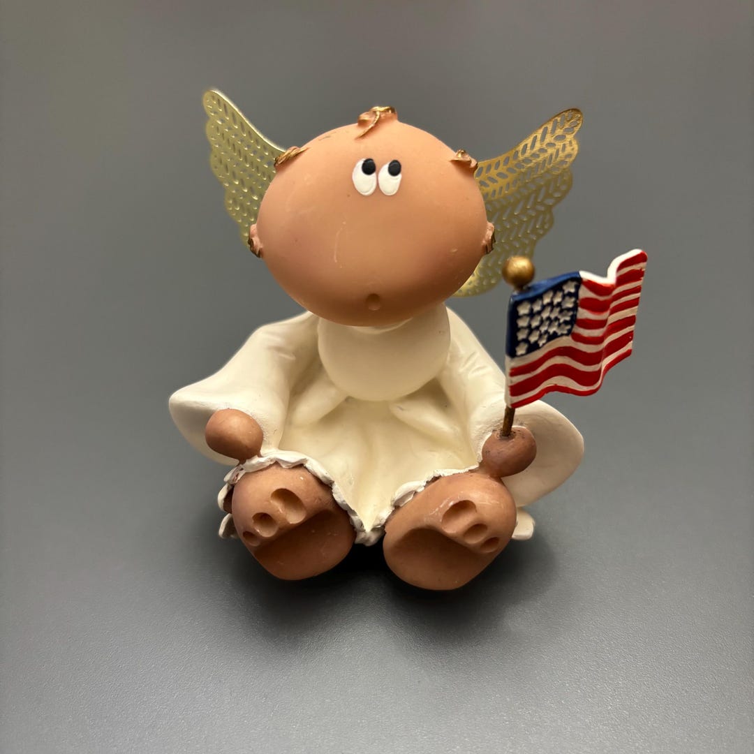 Angel With USA Flag Figurine Russ Angel Cheeks 2001 VINTAGE ...