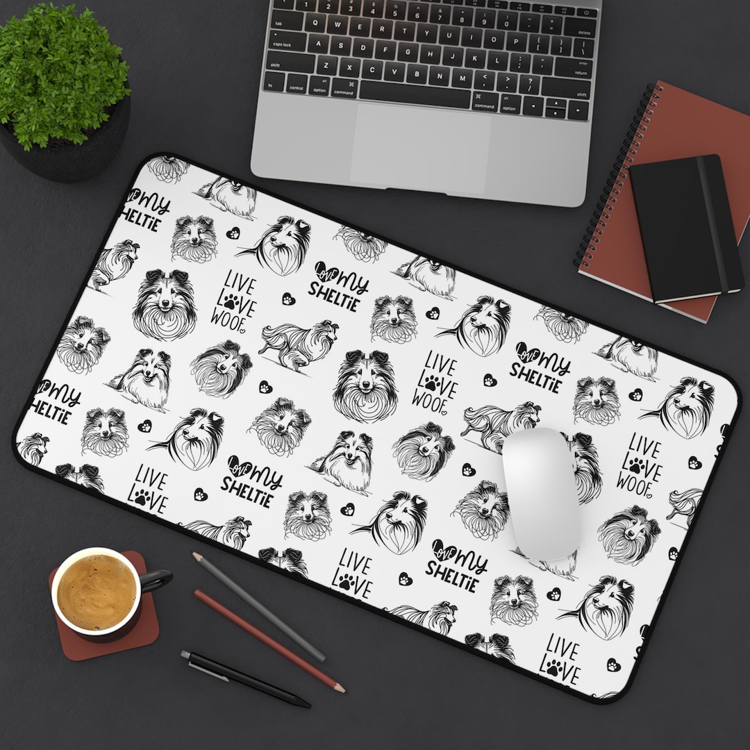 Sheltie Dog Desk Mat - Cute Office Decor, Dog Lover Gift, Non-slip ...