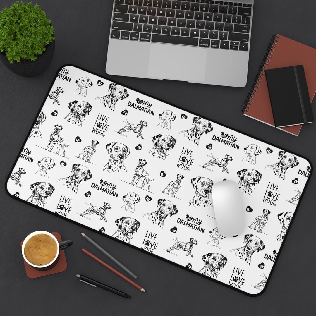 Dalmatian Dog Desk Mat - Cute Puppy Office Decor, Gamer Mouse Pad ...