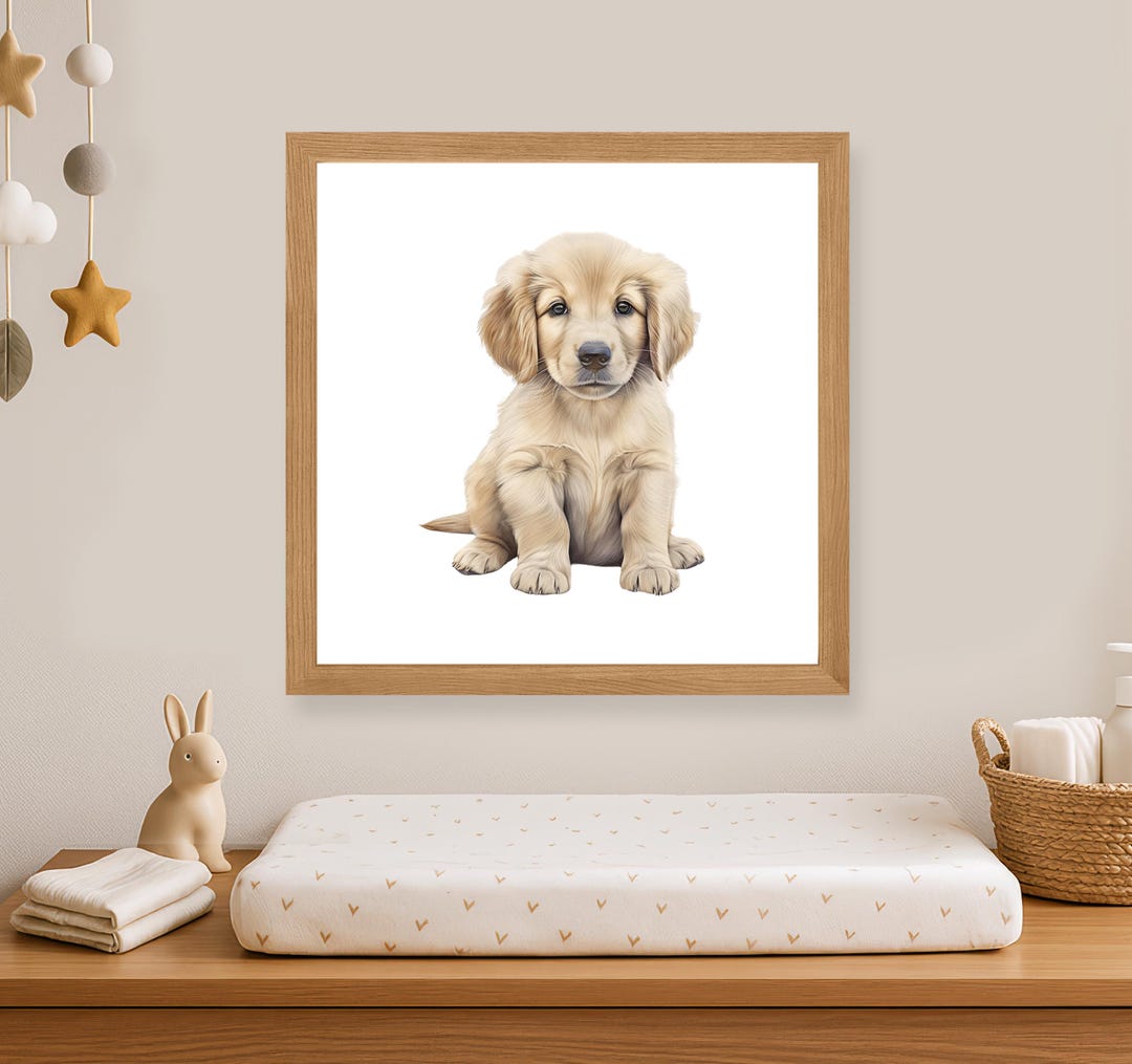 Golden Retriever Puppy Nursery Poster, Gender Neutral Dog Wall Art for ...