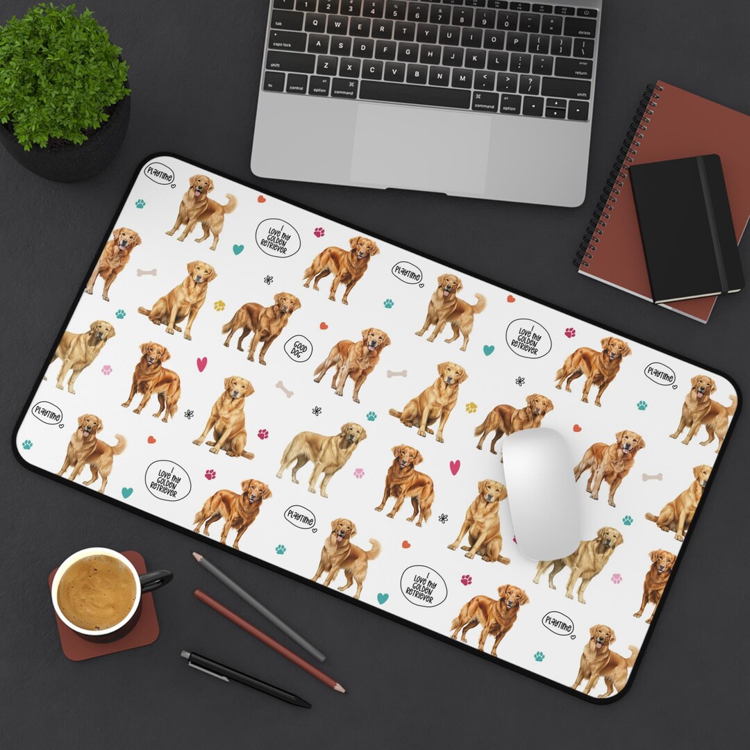 Golden Retriever Desk Mat, Dog Lover Neoprene Mouse Pad - Etsy
