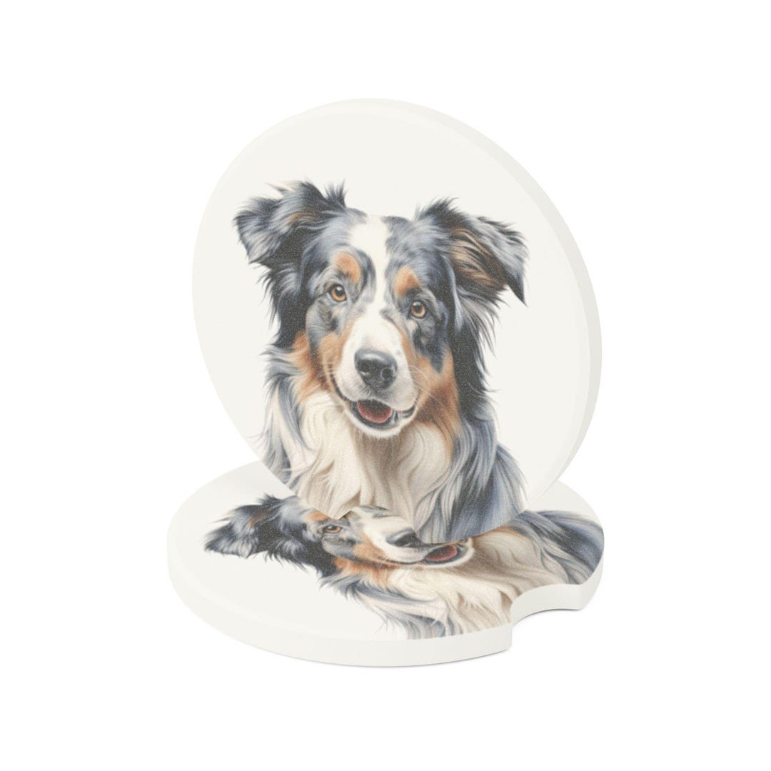Australian Shepherd Car Coaster, Soapstone Car Coaster, Cup Holder, Car ...