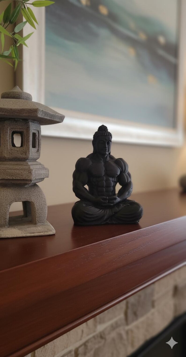Buff Buddha Ornament | Funny Muscle Buddha Statue | Quirky Home Decor ...