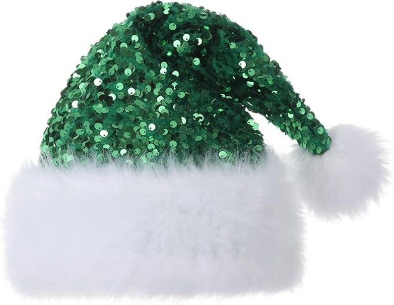 Sequin Santa Hat Sparkling Christmas Hat for Holiday Parties, Festive ...