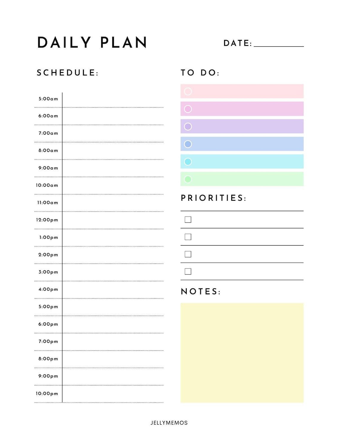 Daily Planner Template Page - Etsy