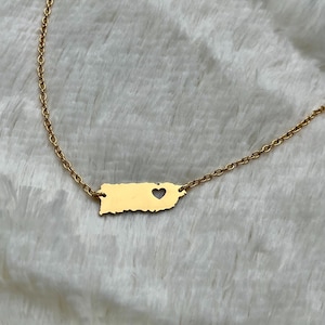 Puerto Rico Map Necklace, Puerto Rico Flag Gold Necklace Unisex, Gold ...