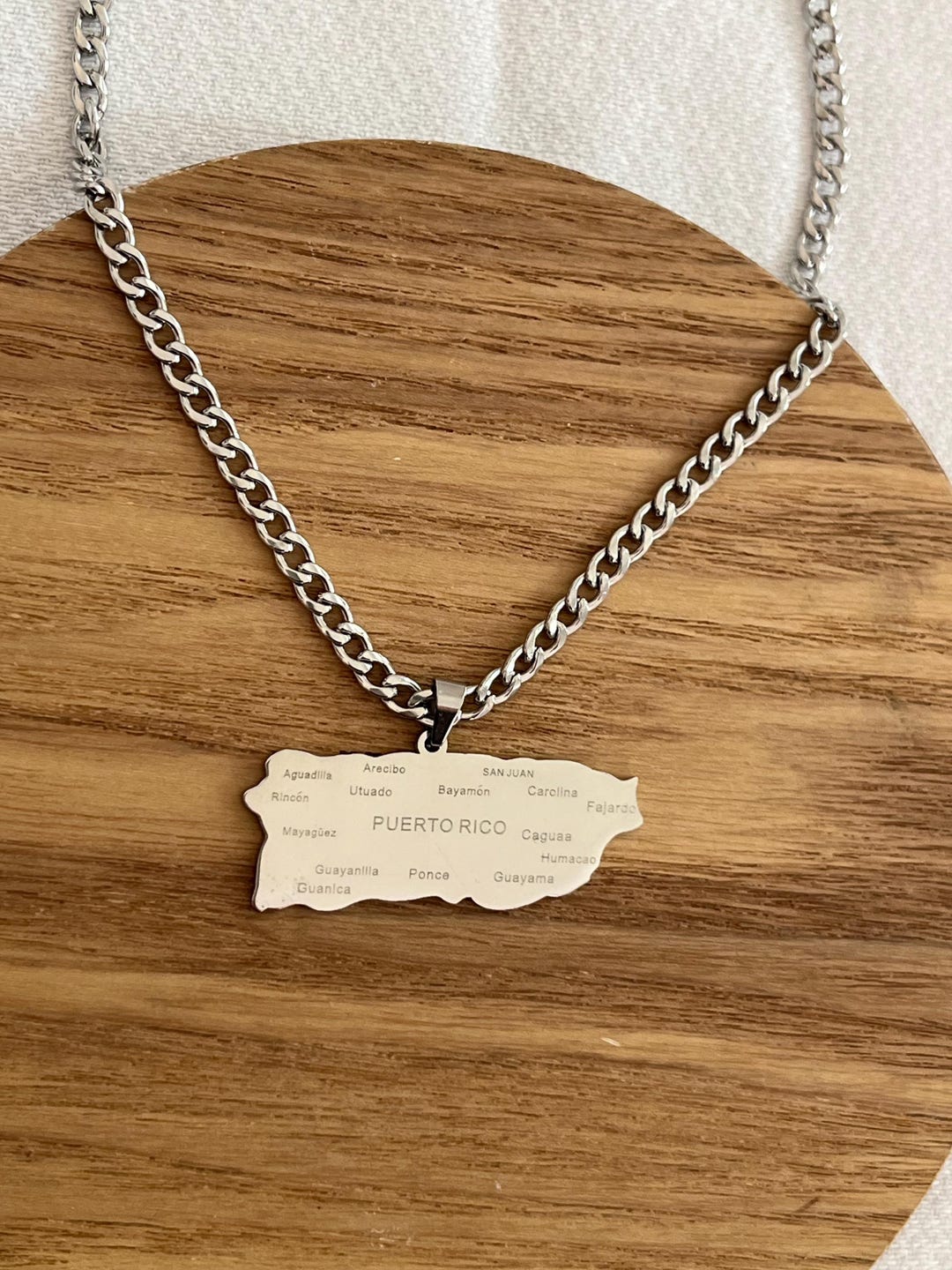 Puerto Rico Map Pendant, Puerto Rico Map Jewelry With Municipalities ...