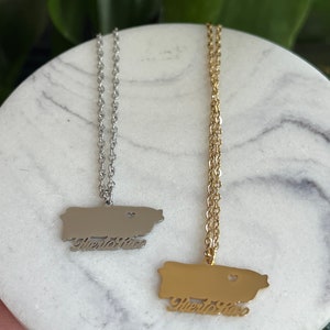 Puerto Rico Map Pendant Necklace: Stainless Steel Boricua Jewelry - Etsy