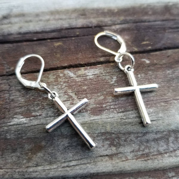 Silver Cross Earrings - Etsy