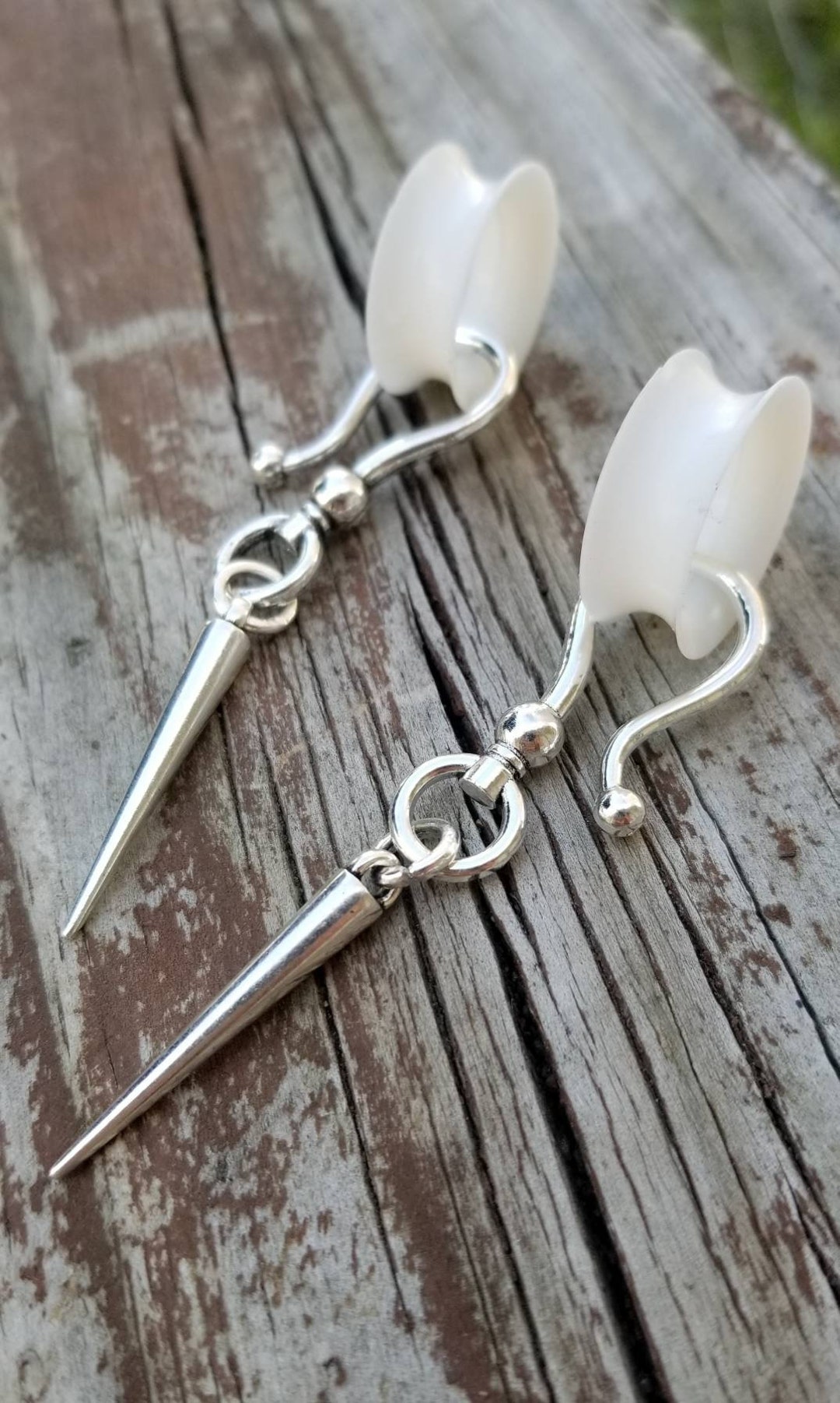 Silver Spike Earrings Spike Dangle Gauge Earrings for Gauges Stretched ...