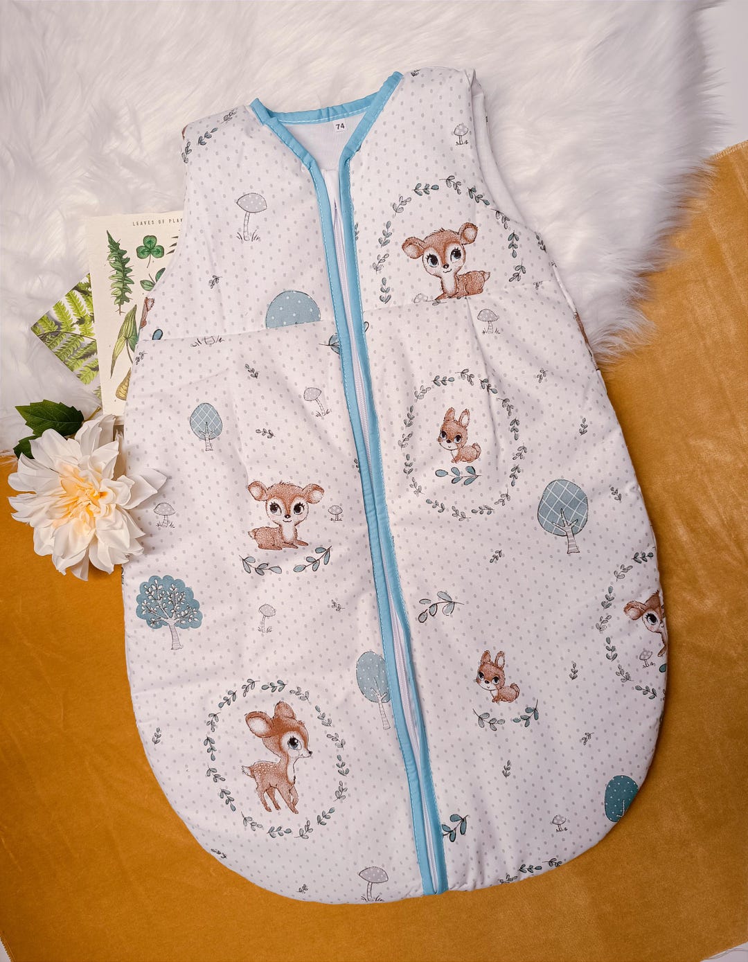 Organic Baby Sleep Sack With Print Doe Size 3-6 Months, Sleep Bag for ...