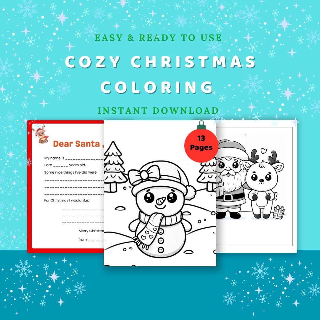 Cozy Christmas Coloring Book for Adults Printable - Etsy