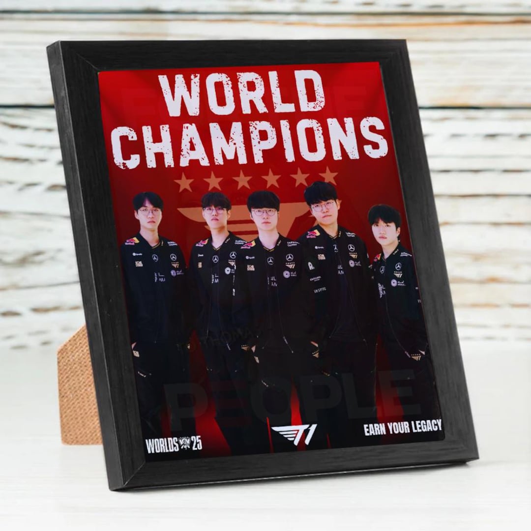 T1 Worlds 2025 Champions Picture Frame | League of Legends Home Decor ...