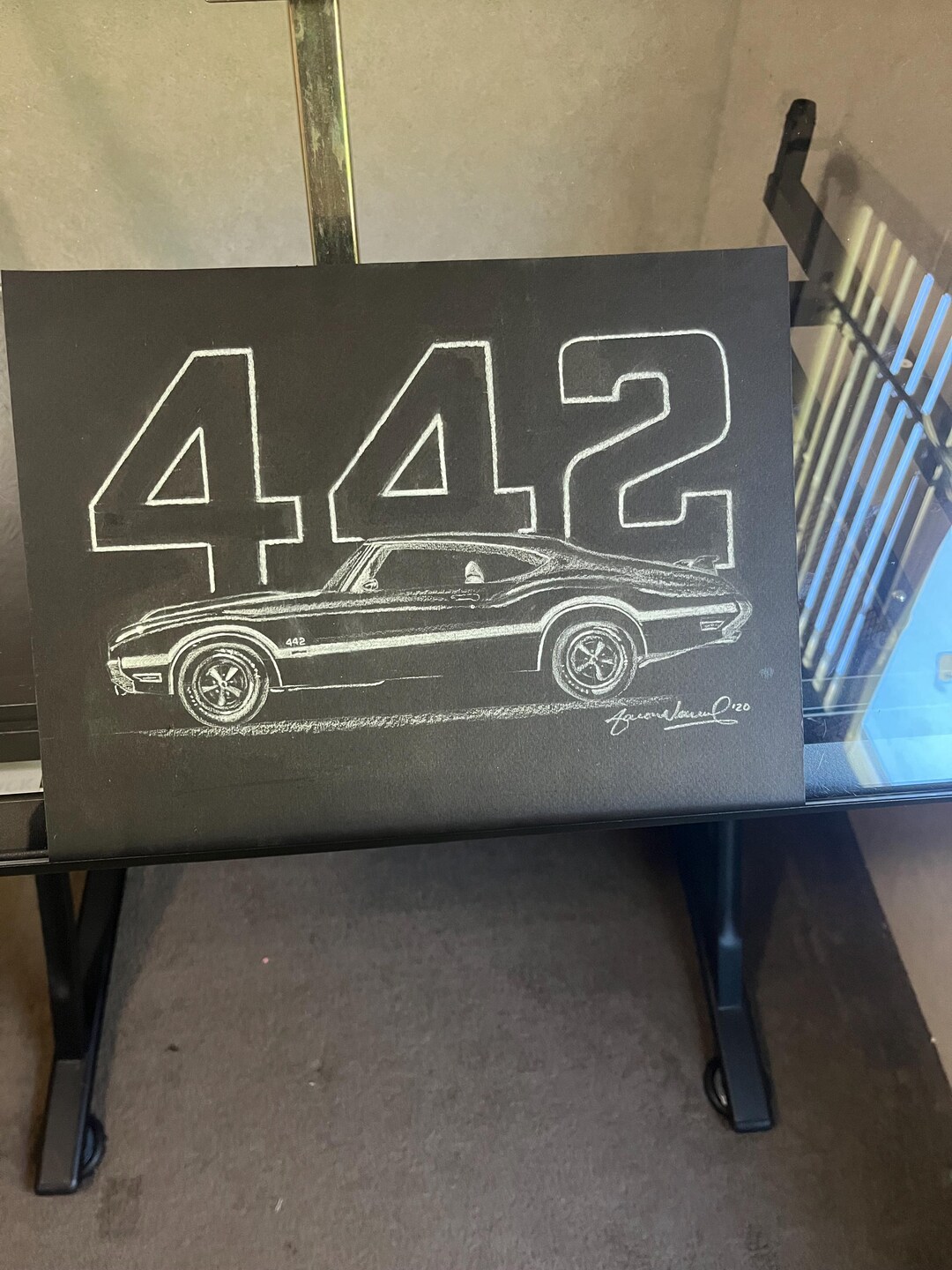 Oldsmobile 442 Charcoal Drawing - Etsy