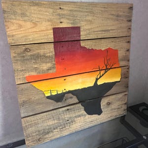 Oil Painting of Texas Scenery / Outline on Pallet Wood - Etsy
