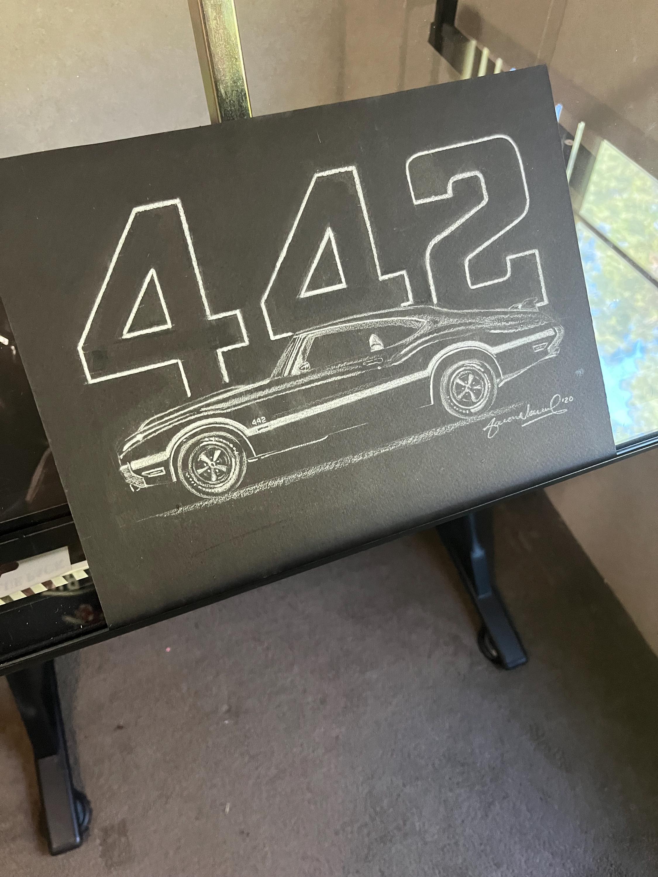 Oldsmobile 442 Charcoal Drawing - Etsy