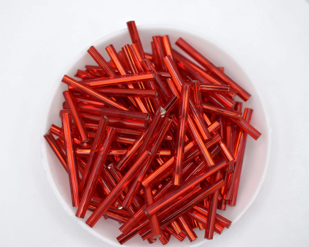 25mm Bugle Bead (vintage) - Light Red - Etsy