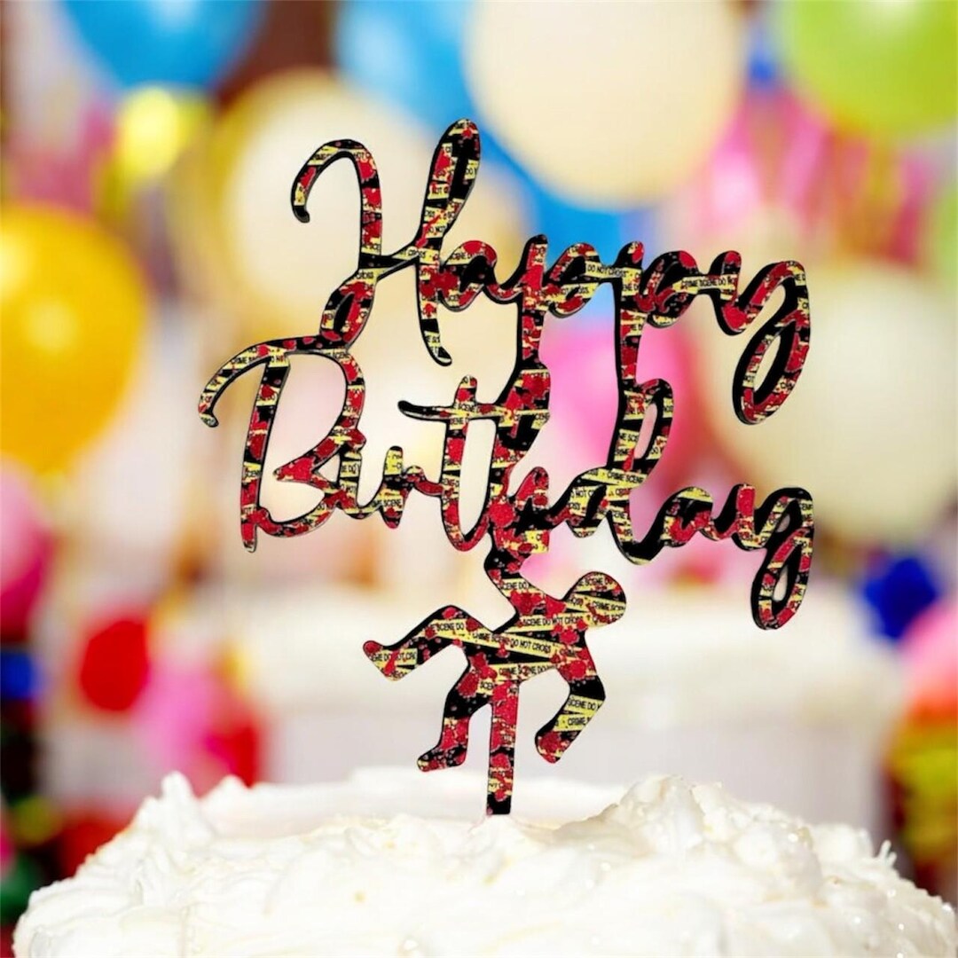 Crime Scene Happy Birthday Cake Topper: True Crime Party Decor - Etsy