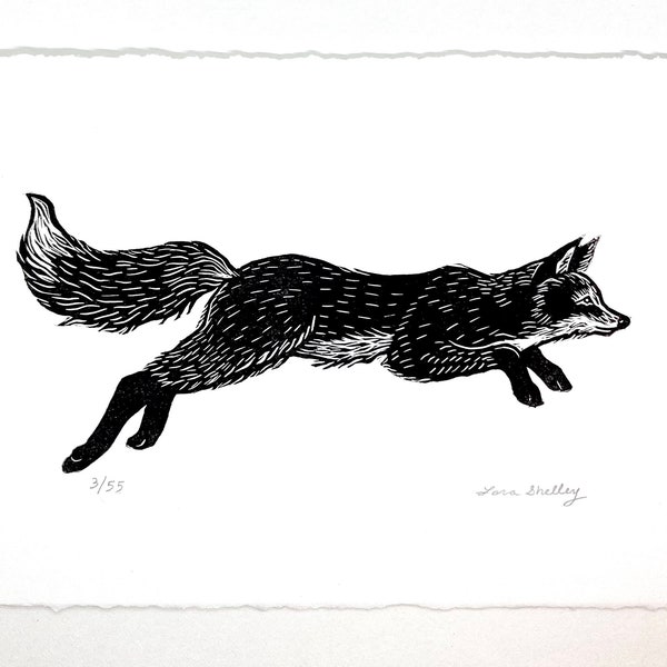 Fox Linocut - Etsy