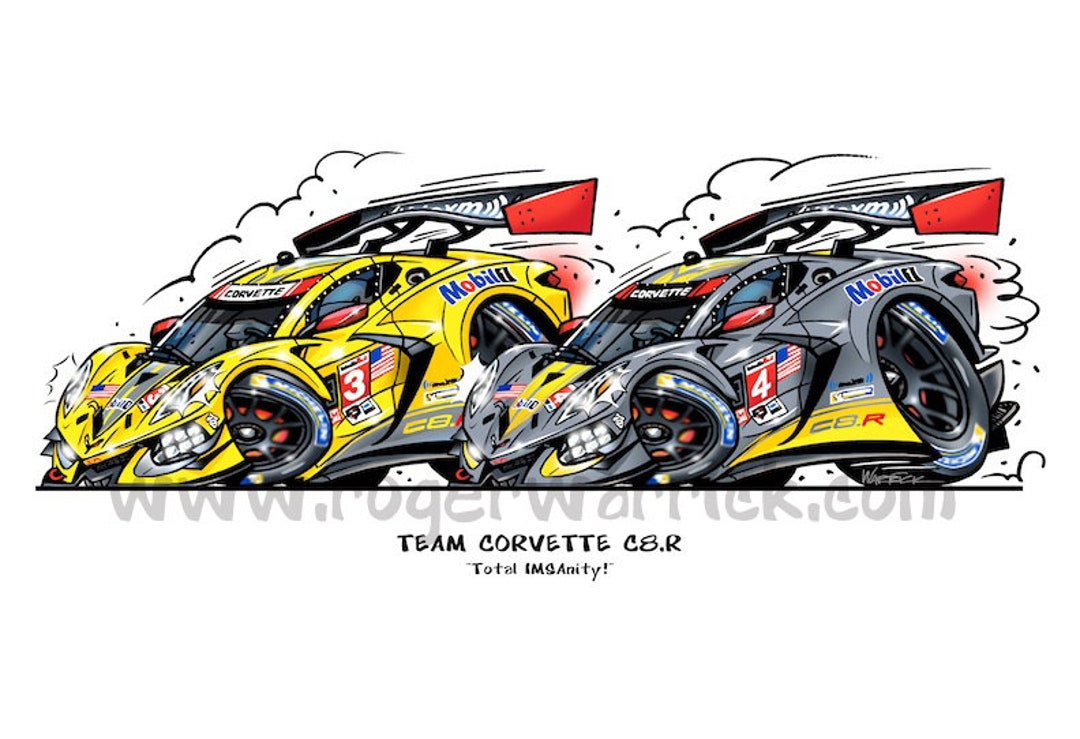 Corvette C8.R Car-toon ( Pair ) - Etsy
