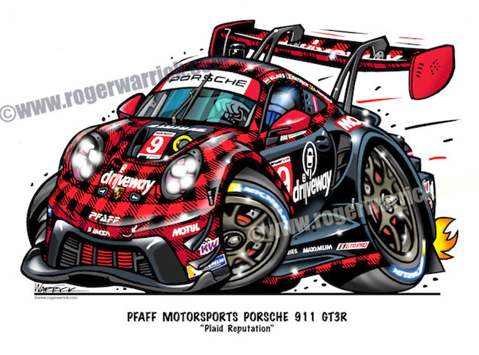 Pfaff Plaid Porsche Car-toon - Etsy