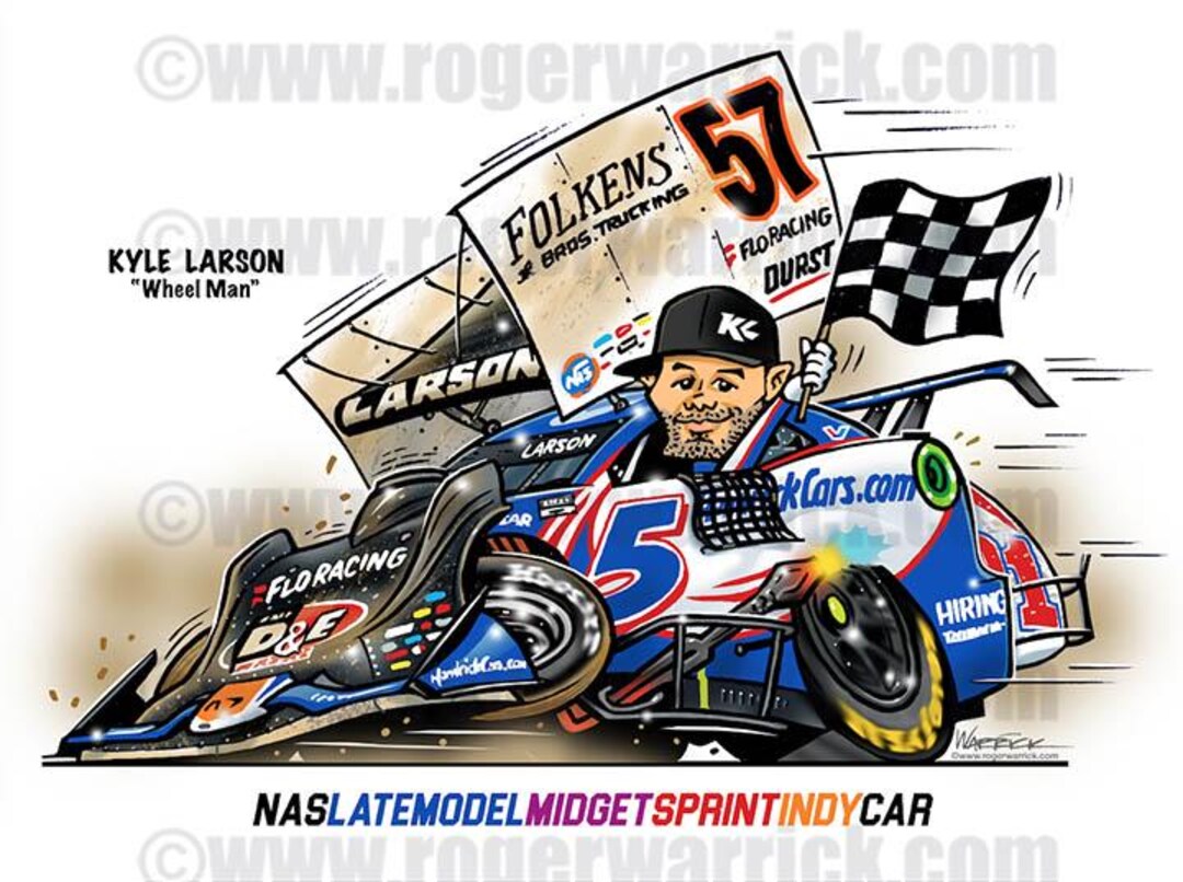 Kyle Larson "wheel Man" Car-toon - Etsy