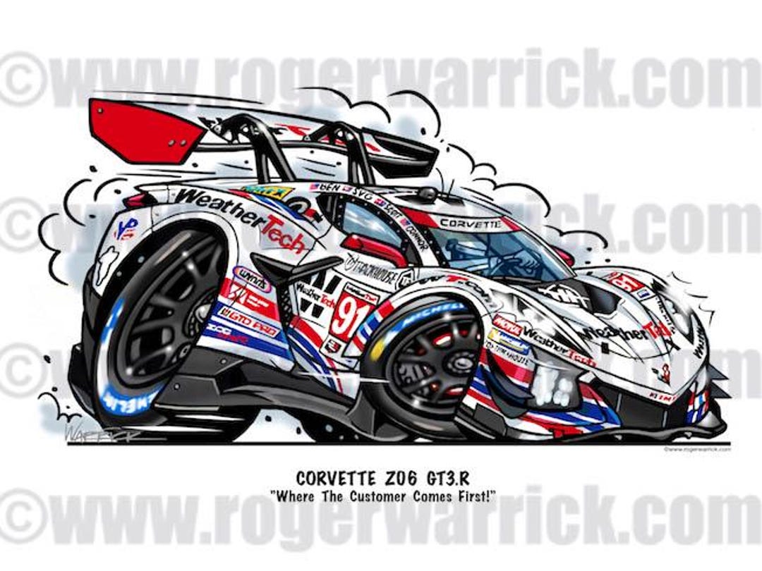 Trackhouse TF Corvette Z06 GT3 Car-toon - Etsy