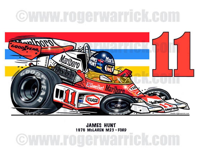James Hunt - 1976 Mclaren M23 Car-toon - Etsy