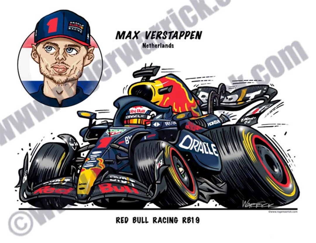 Red Bull RB19 / Max Verstappen Car-toon - Etsy