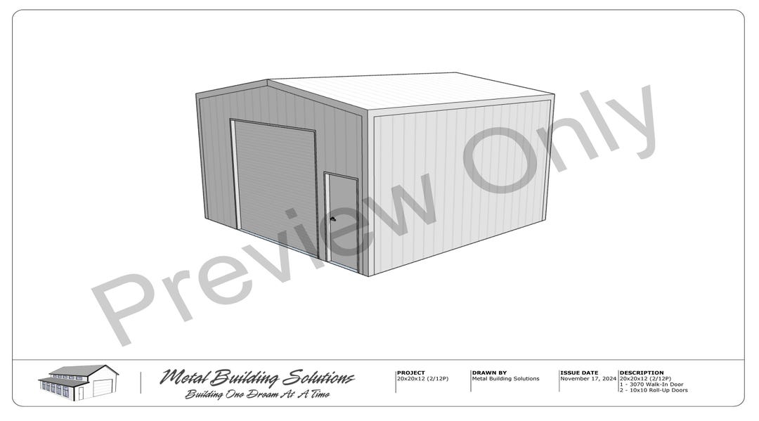 20' X 20' X 12' (2/12P) Weld up Metal Building (bill of Material ...