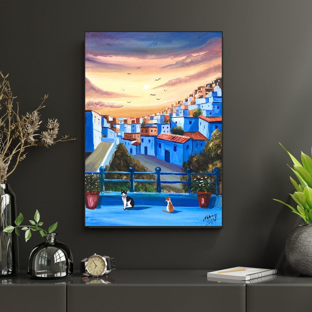 Sunset View in Chefchaouen | Original Painting on Canvas - Etsy