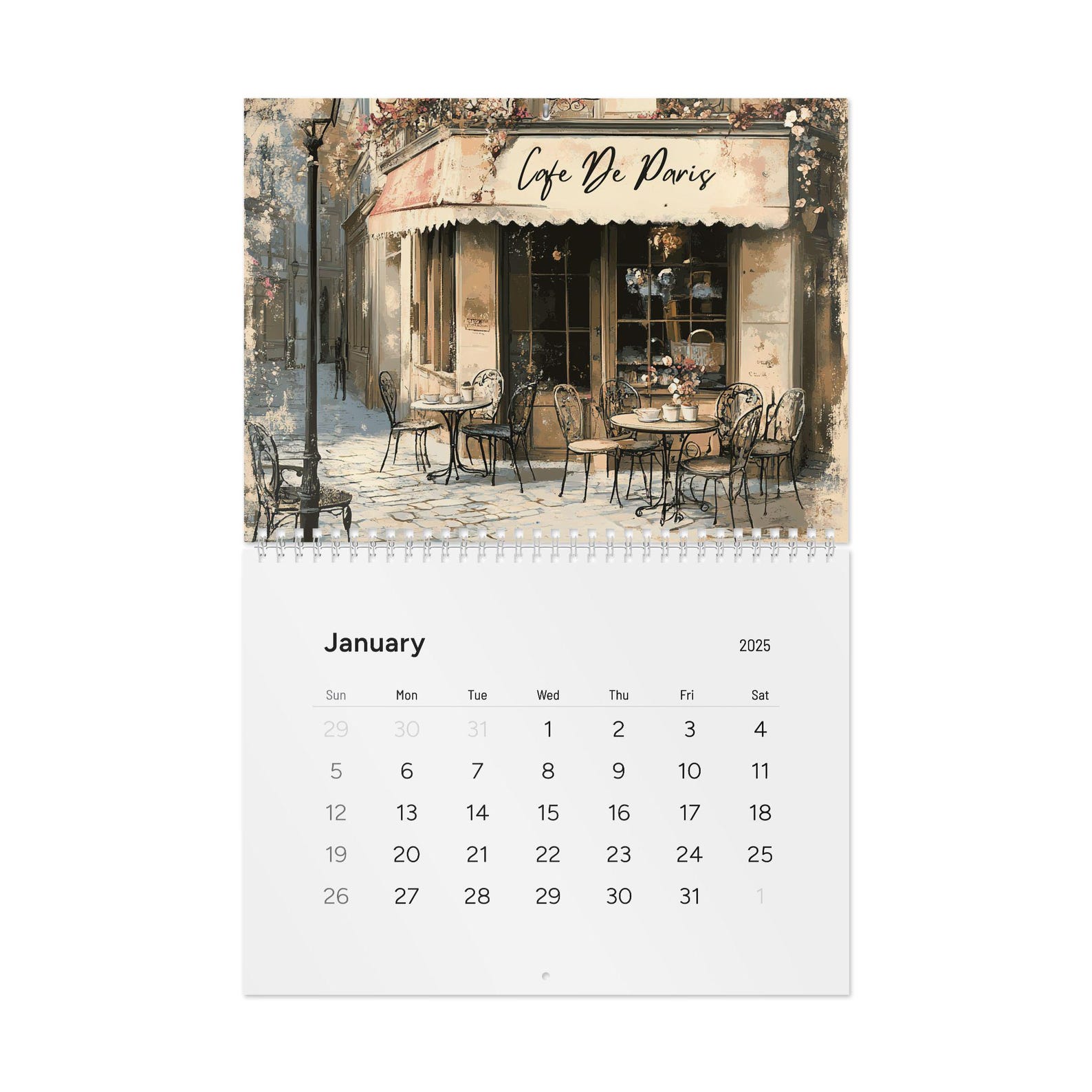 Wall Calendar | Parisian Cafe | Coffee Shop | Coffee Lovers | Vintage ...