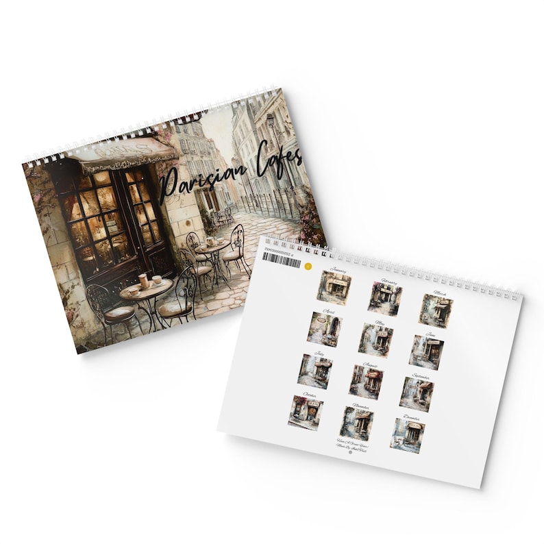 Wall Calendar | Parisian Cafe | Coffee Shop | Coffee Lovers | Vintage ...