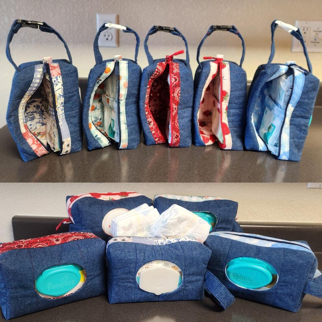 Handmade Denim Diaper Clutch | Quilted Travel Wipe Holder - Etsy
