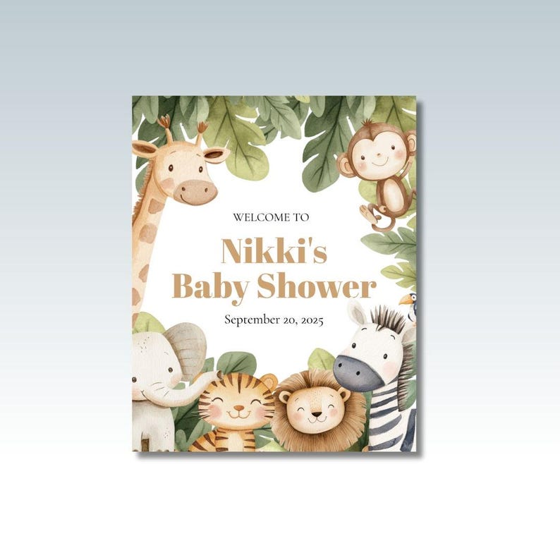 Safari Baby Shower 16x20 Welcome Sign Template - Jungle Theme Welcome ...