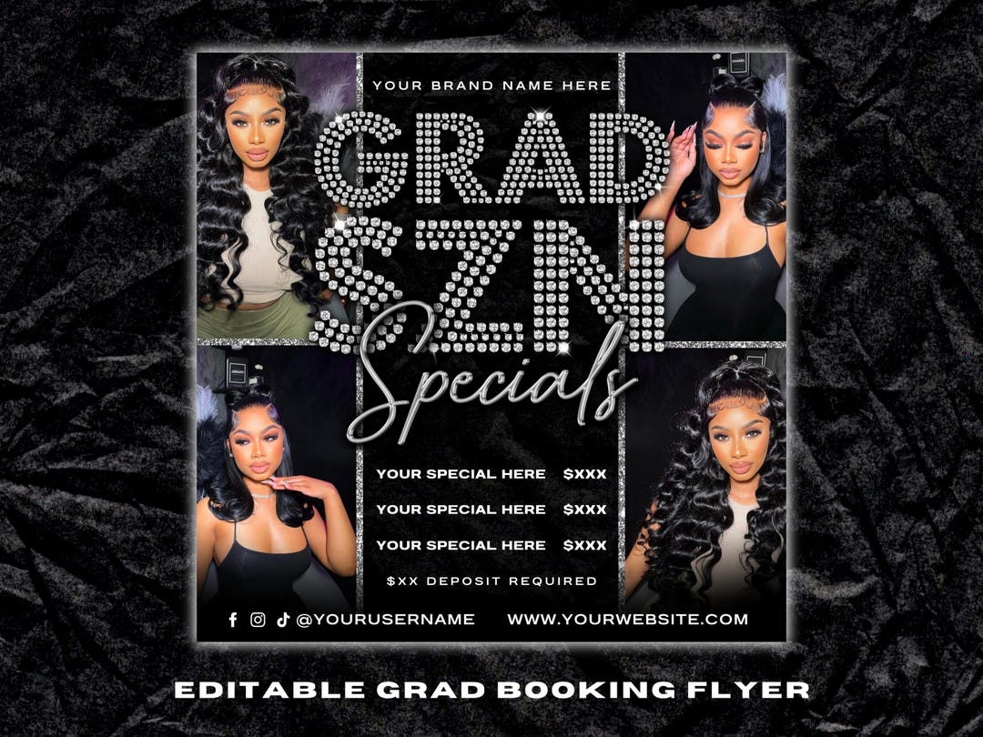 Grad Specials Booking Flyer, Graduation Makeup and Hair Flyer, Grad ...