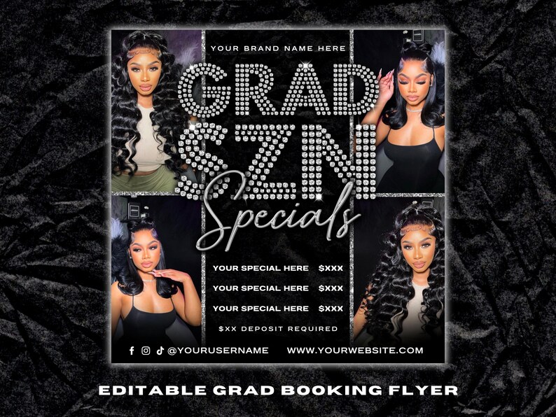 Grad Specials Booking Flyer, Graduation Makeup and Hair Flyer, Grad ...