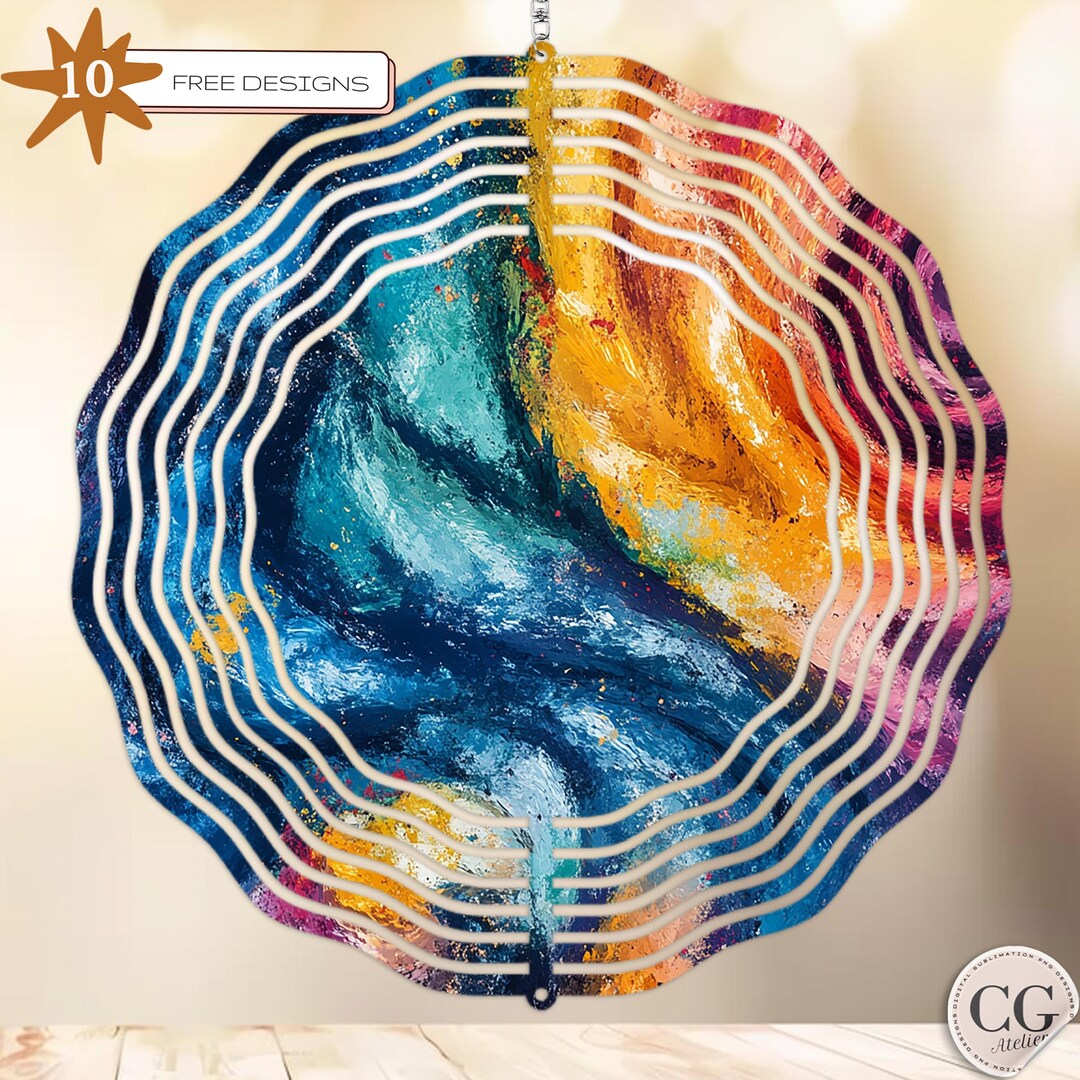 Multi Color Swirl Abstract Art Wind Spinner Door Hanger PNG Porch Decor ...