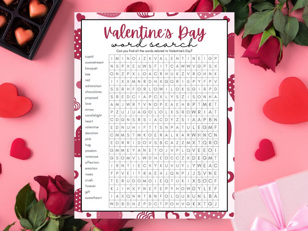 Valentine's Day Word Search Game: Printable Puzzle (digital Download ...